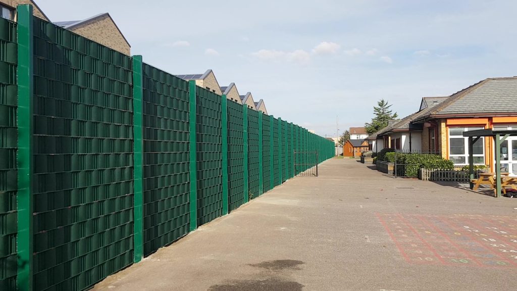 Security fencing with a woven recycled integral screen - Havering Fencing